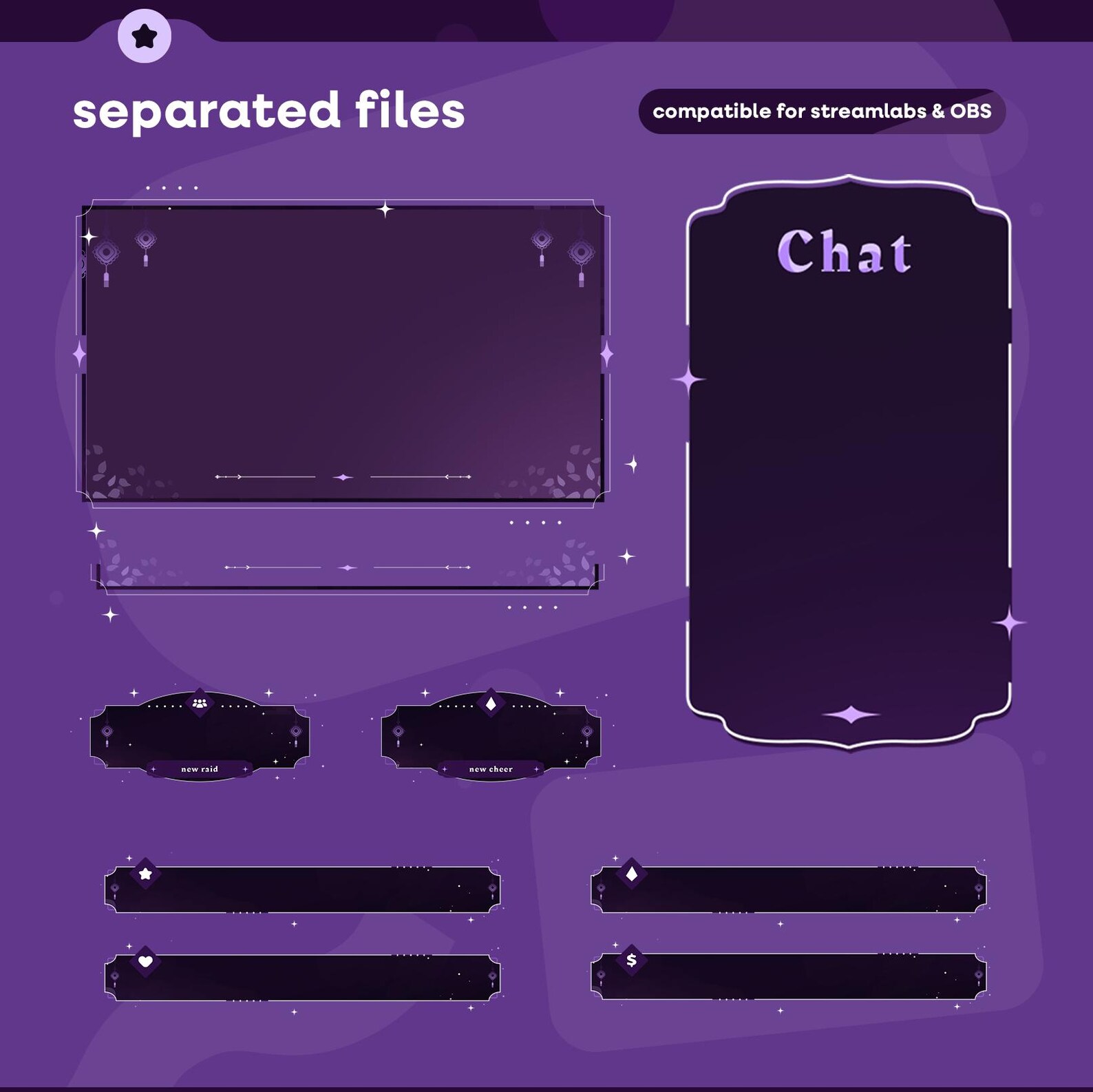 Cozy Purple Stream Overlay | Mystic Lantern Animated Pack | Twitch ...