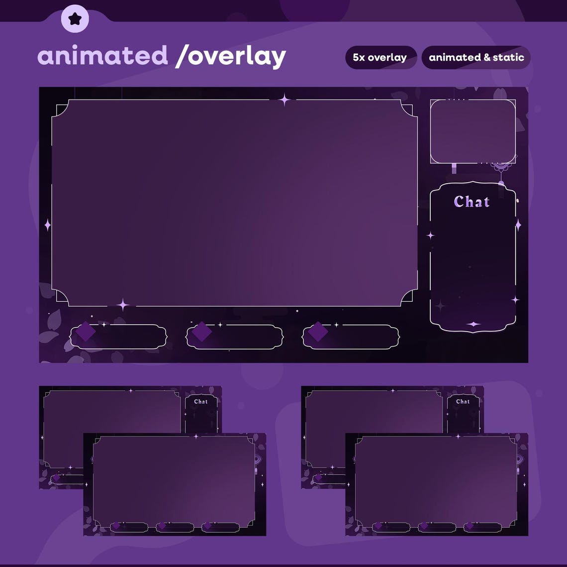 Cozy Purple Stream Overlay | Mystic Lantern Animated Pack | Twitch ...