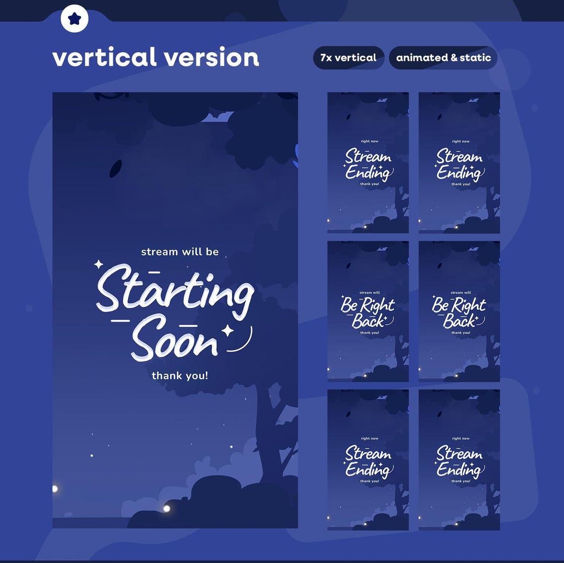Animated Forest Veil Stream Package: Soft Blue Firefly Night Theme for ...