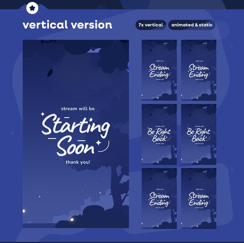 Animated Forest Veil Stream Package: Soft Blue Firefly Night Theme for ...