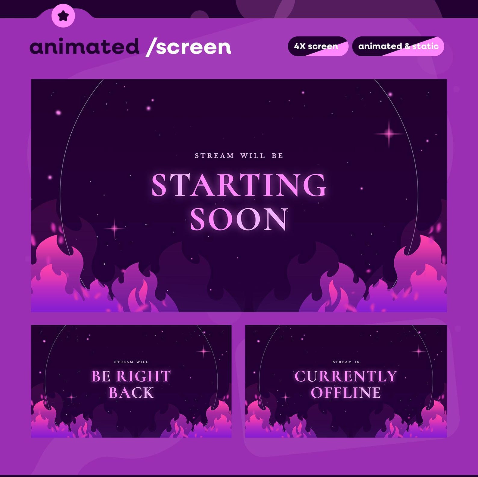Purple Cosmic Stream Overlay | Celestine Heat Animated Vtuber Pack ...