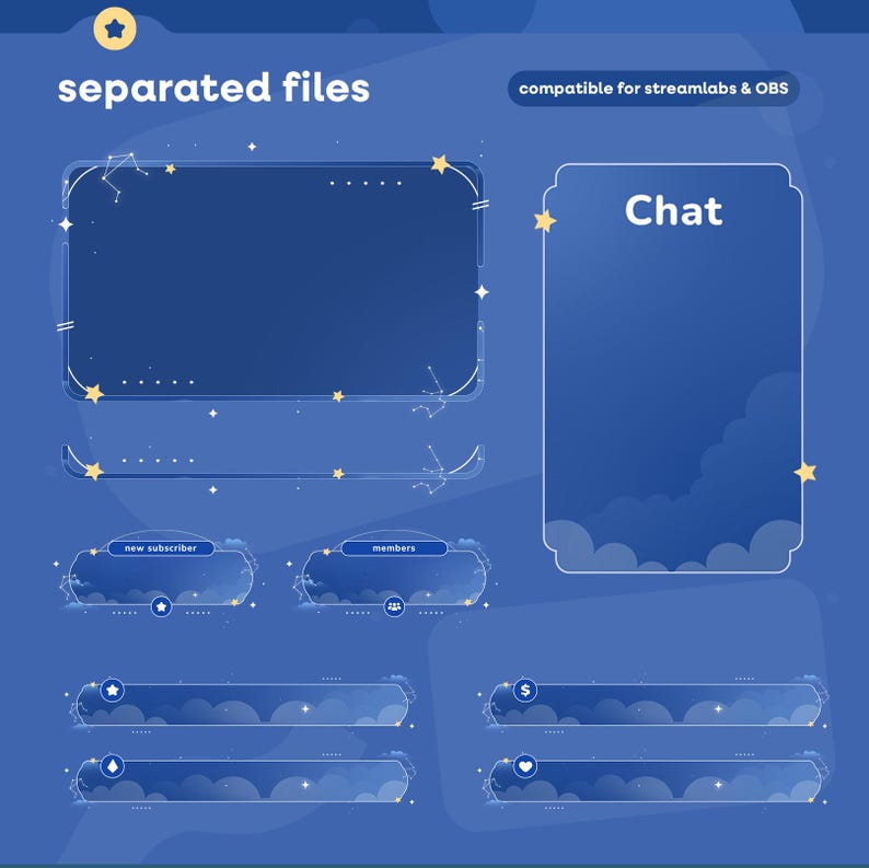 Starry Moonlit Stream Overlay | Starlit Sky Animated Vtuber Pack ...