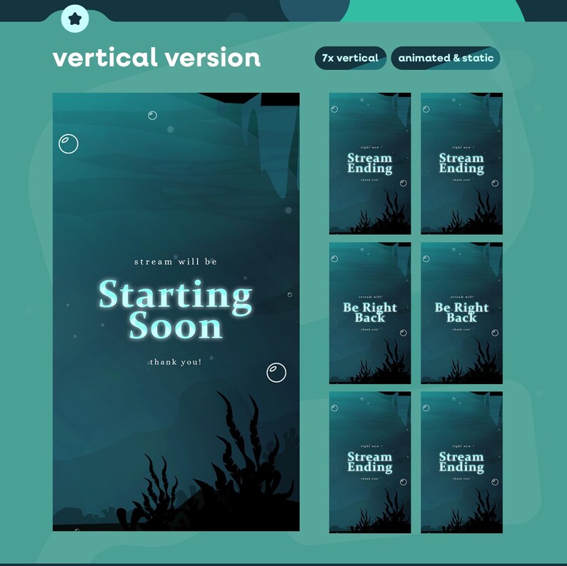 Ocean Blue Animated Stream Screens | Starting Soon, BRB, Ending ...