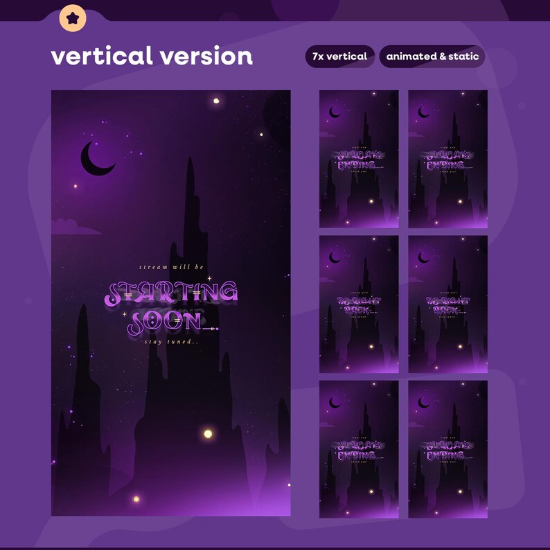Gothic Purple Stream Screens | Midnight Spires Animated Vtuber Pack ...