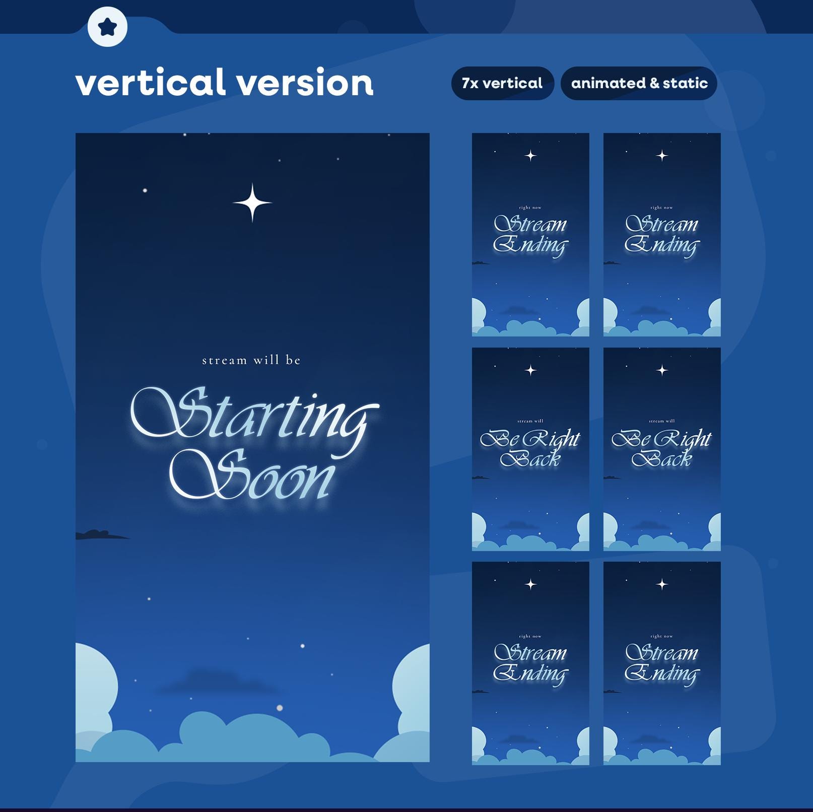 Clouded Stars Animated Stream Overlay | Dreamy Night Sky Stream Package ...