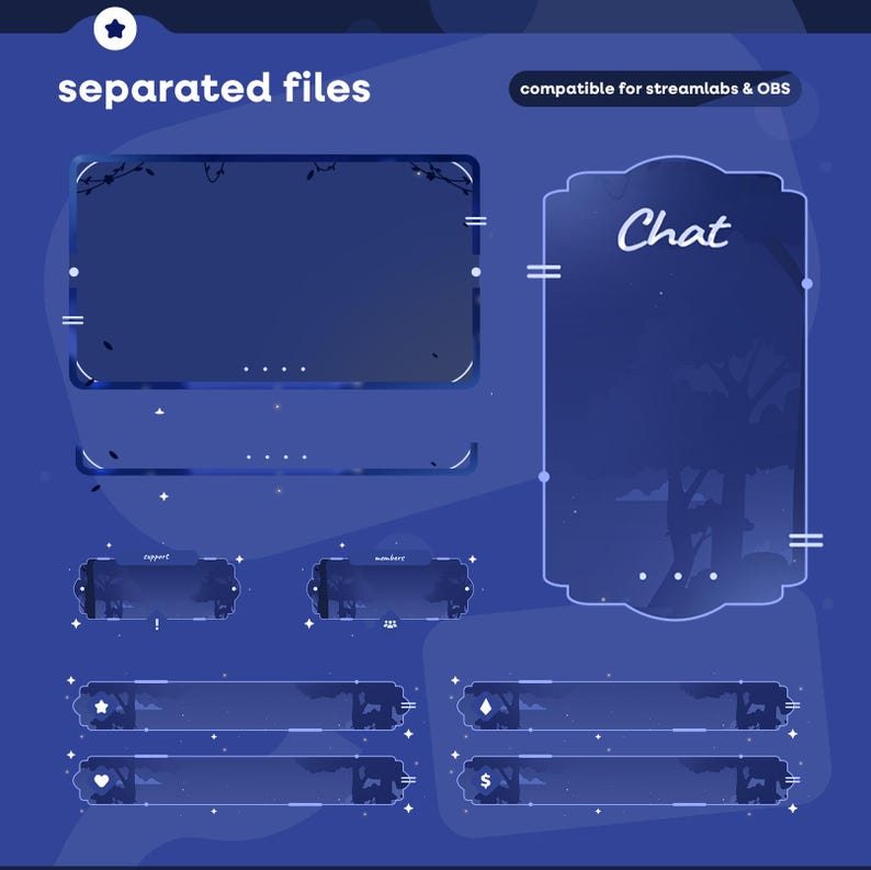 Animated Forest Veil Stream Package: Soft Blue Firefly Night Theme for ...
