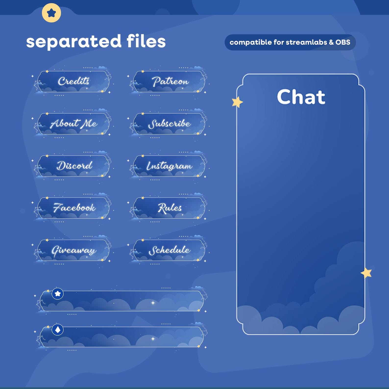 Starry Moonlit Stream Overlay | Starlit Sky Animated Vtuber Pack ...