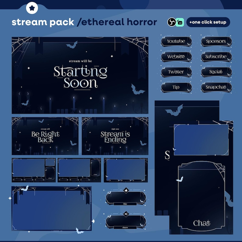 Ethereal Horror Animated Stream Package for Twitch | Gothic Halloween | Spooky Vtuber Overlay ...
