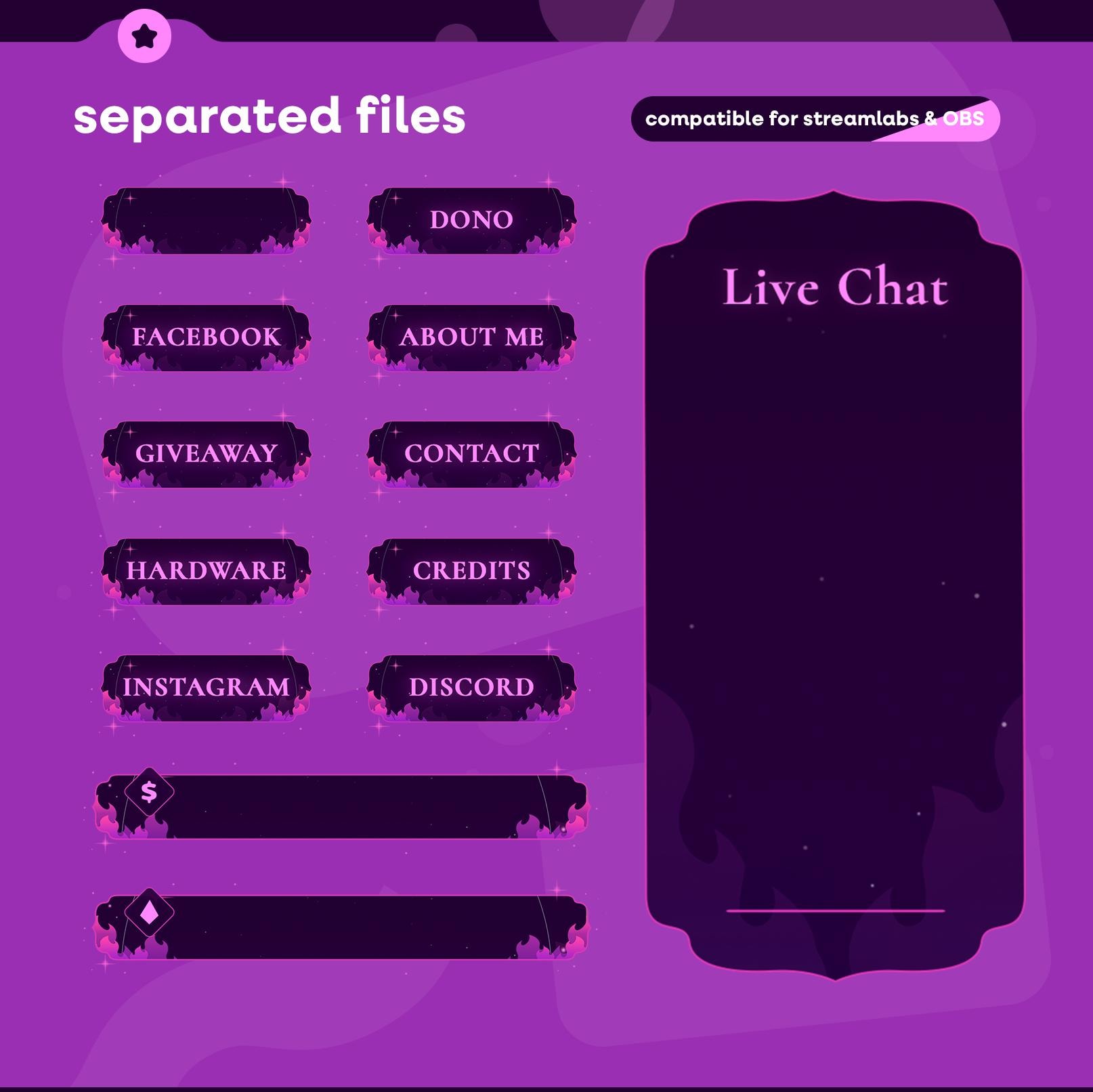 Purple Cosmic Stream Overlay | Celestine Heat Animated Vtuber Pack ...