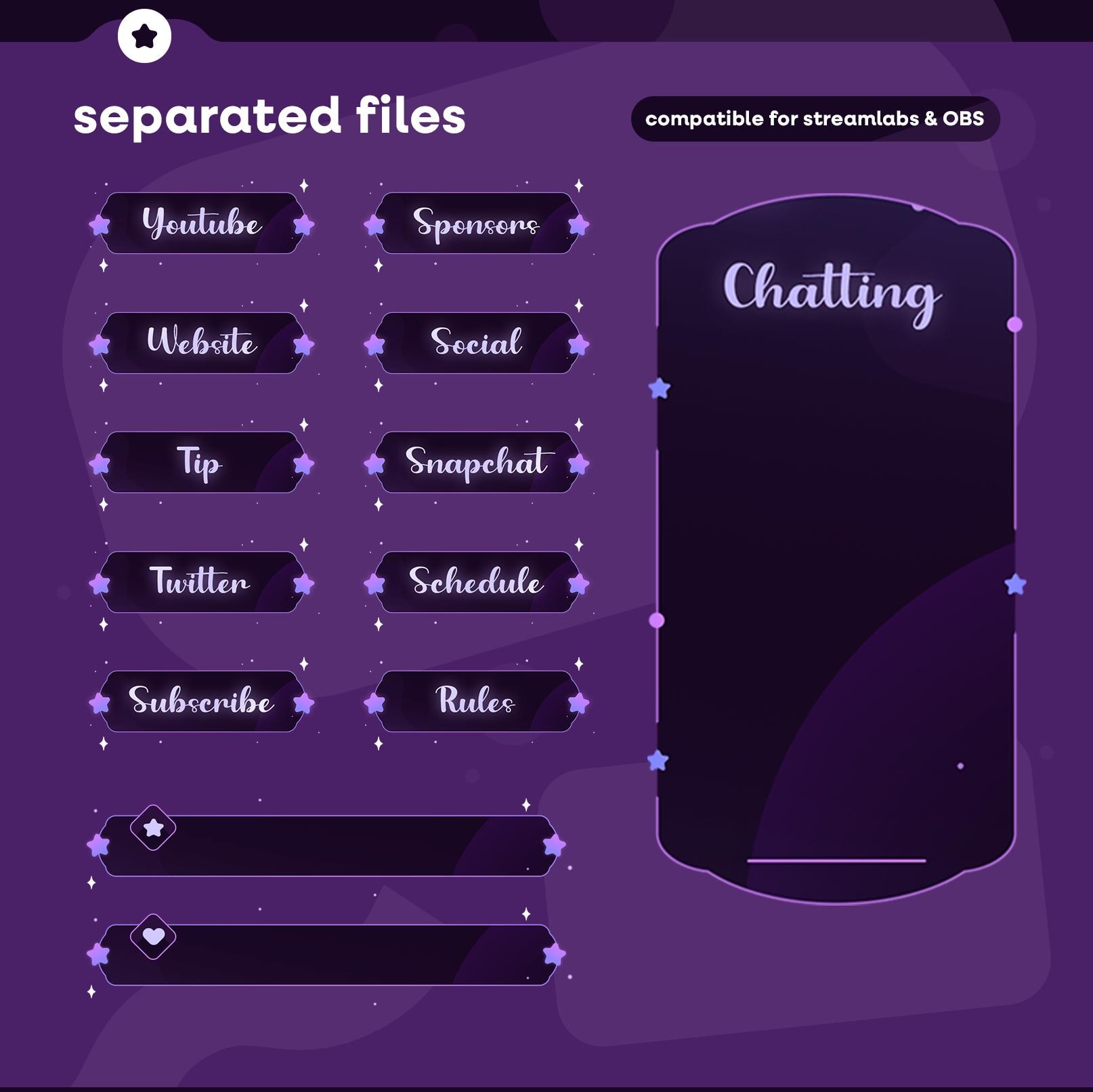 Animated Celestial Tiktok Stream Overlay Pack | Twinkle Stars Vtuber ...