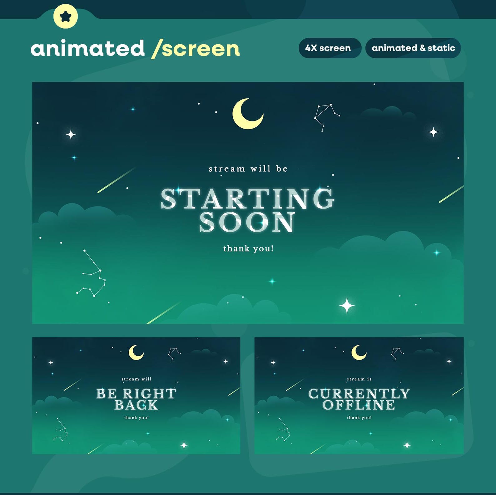 Celestial Animated Stream Overlay Pack for Twitch, Tiktok, Kick ...