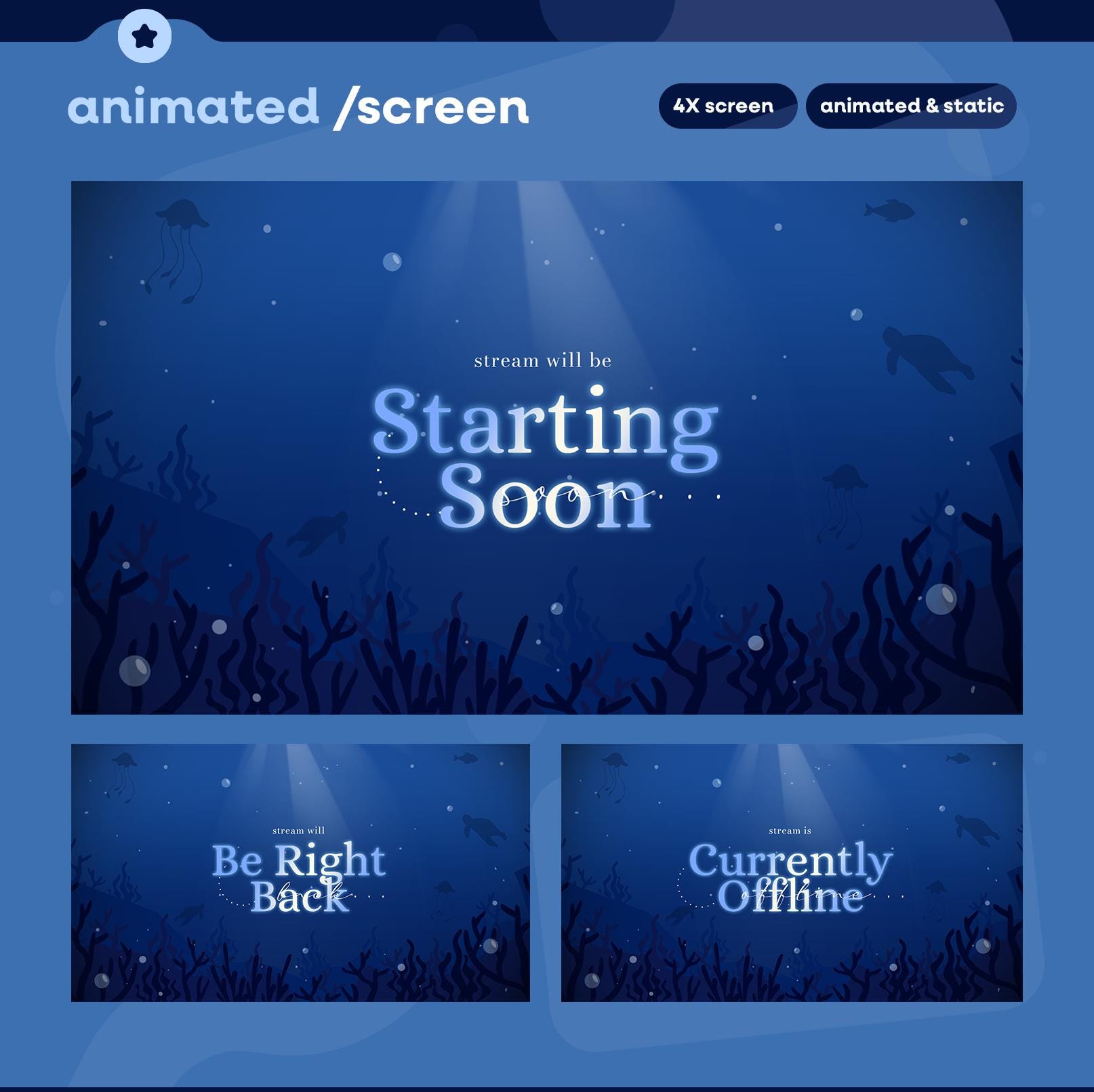 Animated Marine Glow Stream Overlay: Soft Blue Ocean for Twitch and Obs ...