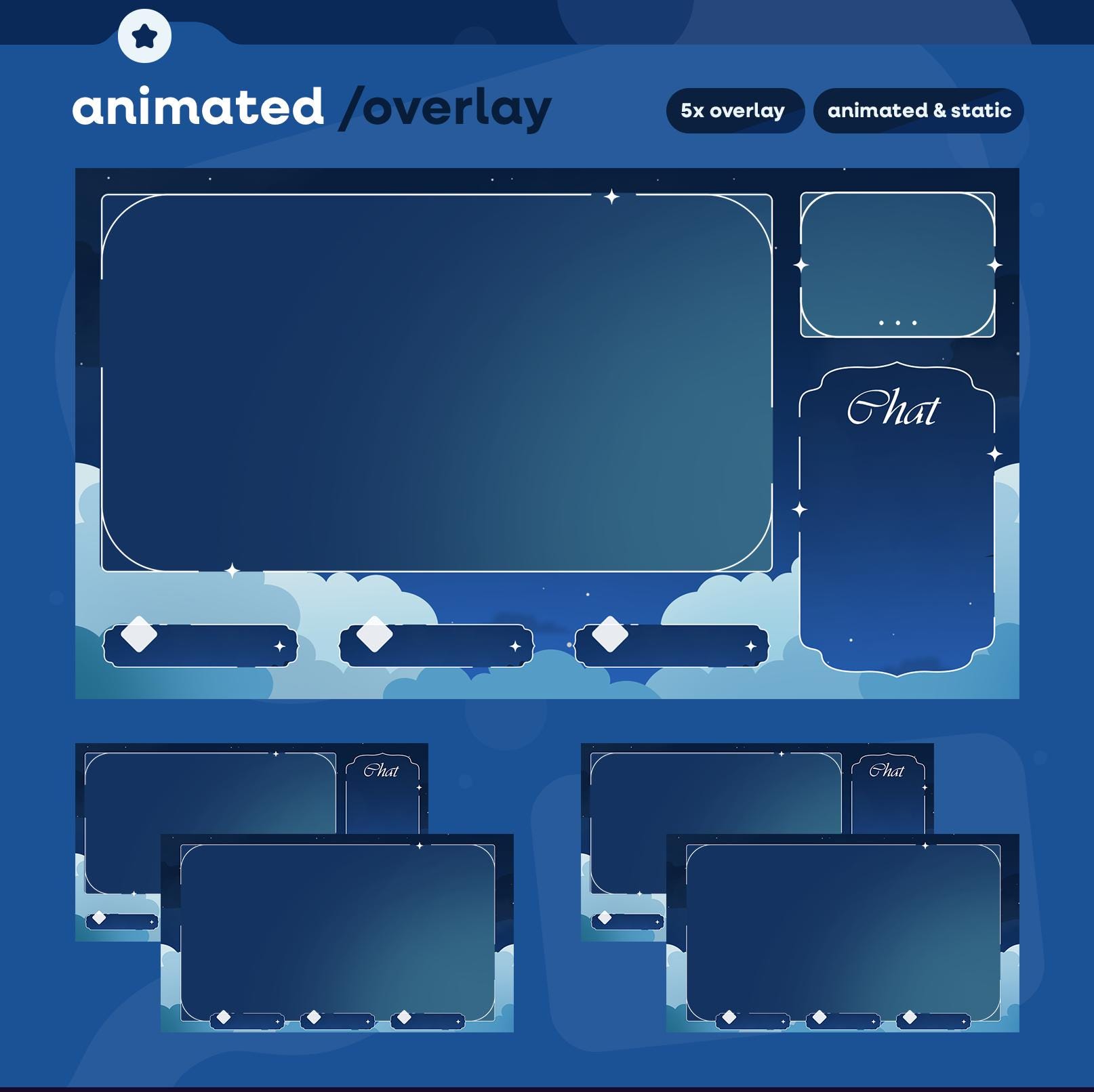 Clouded Stars Animated Stream Overlay | Dreamy Night Sky Stream Package ...