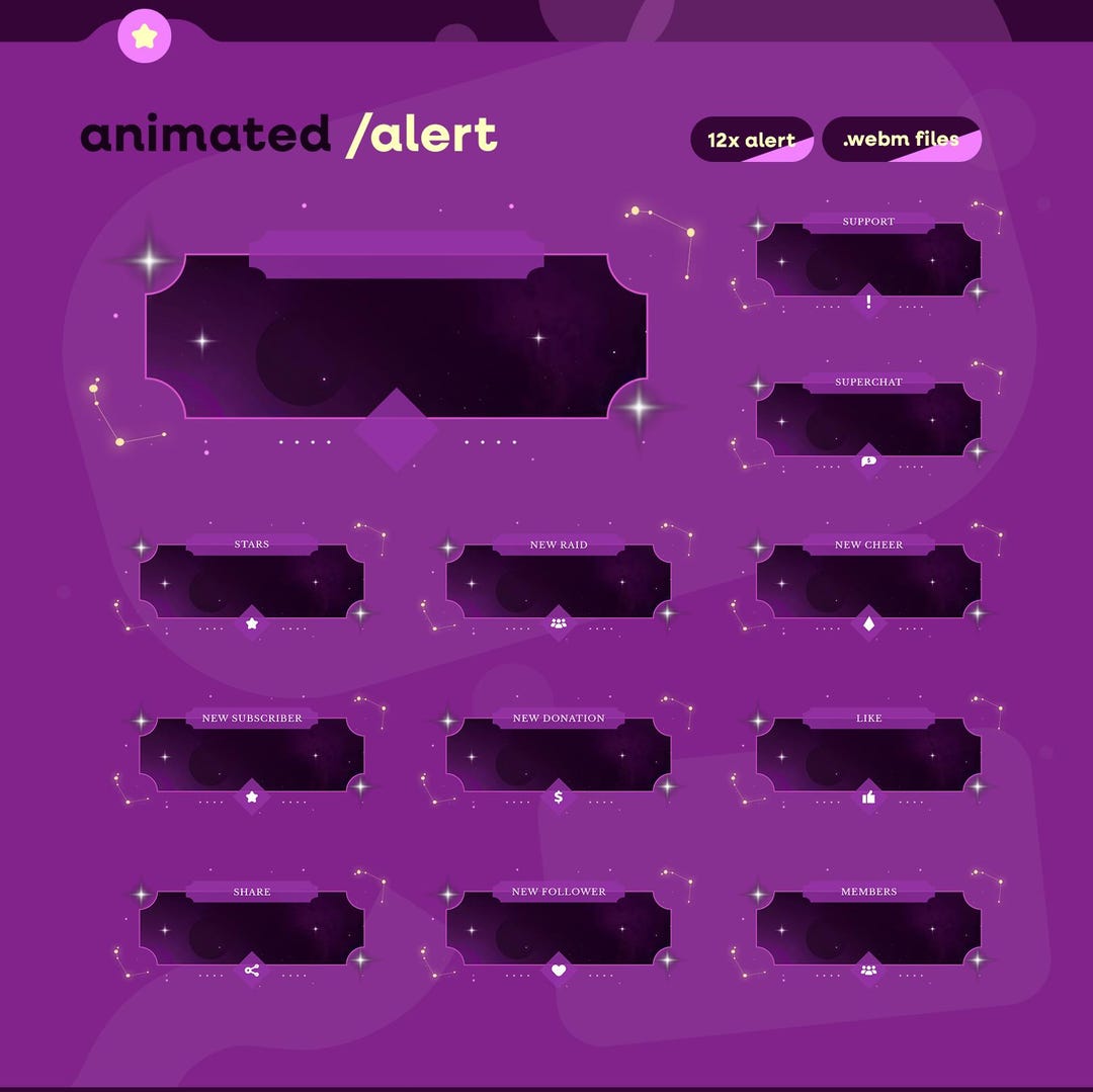 Animated Stardust Realm Stream Alerts: Dreamy Purple Galaxy for Twitch ...