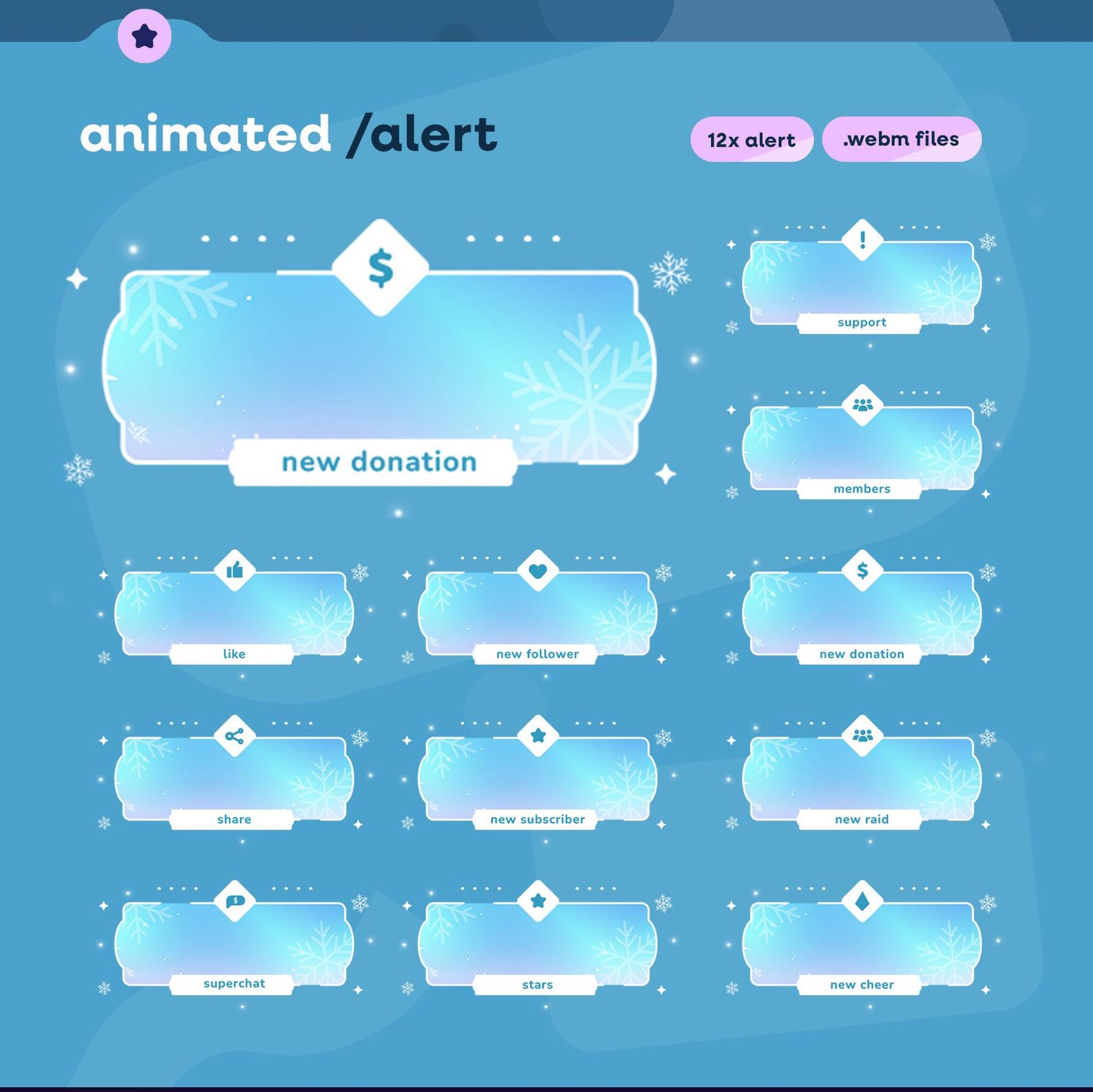 Dream Frost Animated Stream Overlay Package for Twitch | Winter Pastel ...