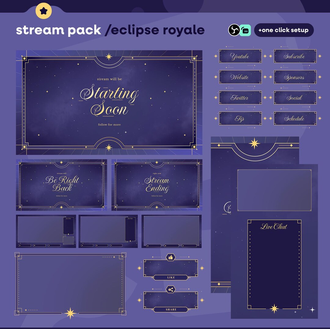 Elegant Purple Stream Overlay | Eclipse Royale Cosmic Gold Animated ...