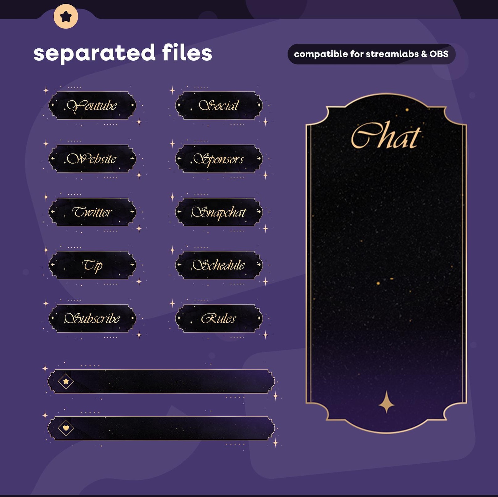 Royal Night Purple Animated Stream Overlay Pack | Vtuber, Twitch, Kick ...