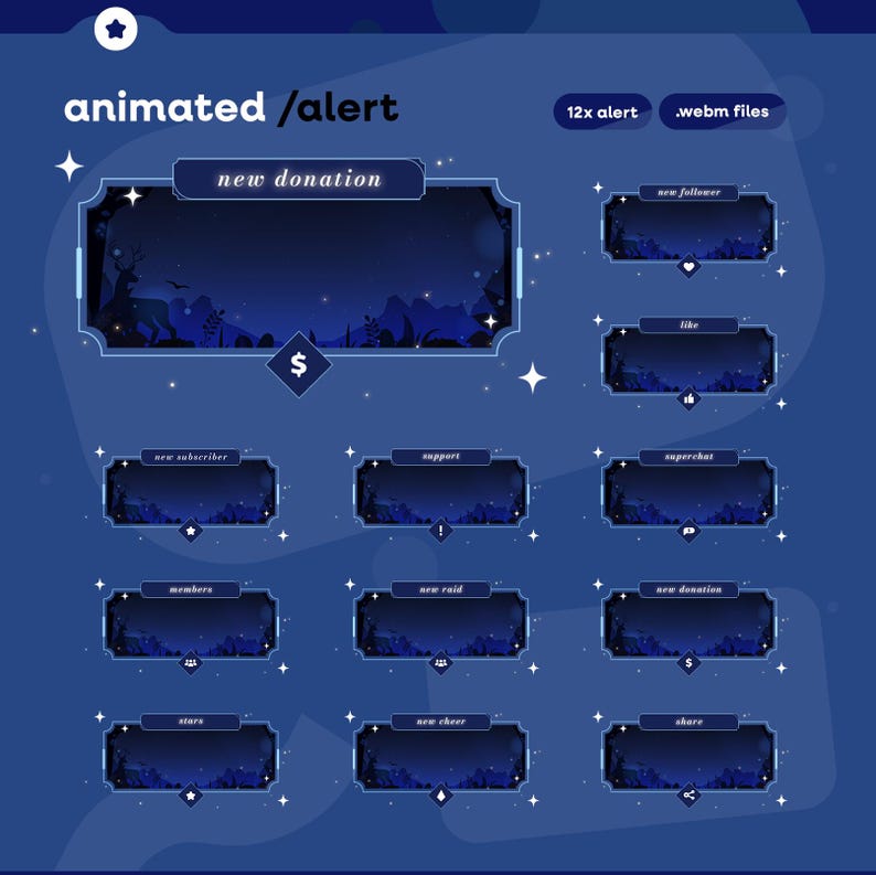 Aesthetic Animated Stream Overlay Pack for Twitch, Kick, Youtube ...