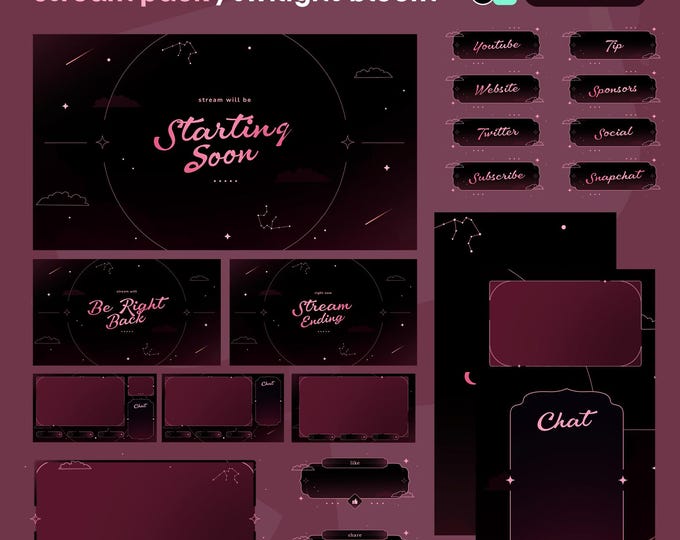 Dream Frost Animated Stream Overlay Package for Twitch | Winter Pastel ...
