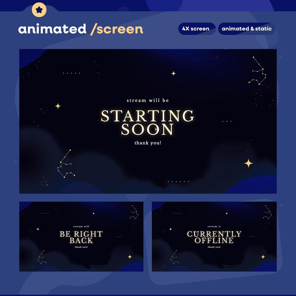 Animated Galaxy Gleam Stream Screens: Neon Blue and Gold Cosmic for ...