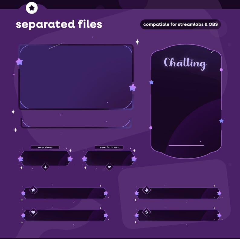 Animated Celestial Tiktok Stream Overlay Pack | Twinkle Stars Vtuber ...