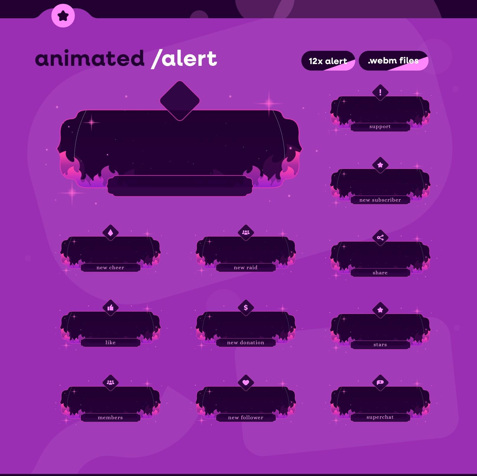 Purple Cosmic Stream Overlay | Celestine Heat Animated Vtuber Pack ...