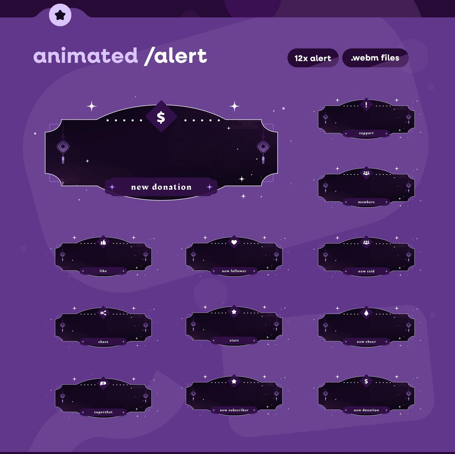 Cozy Purple Stream Overlay | Mystic Lantern Animated Pack | Twitch ...