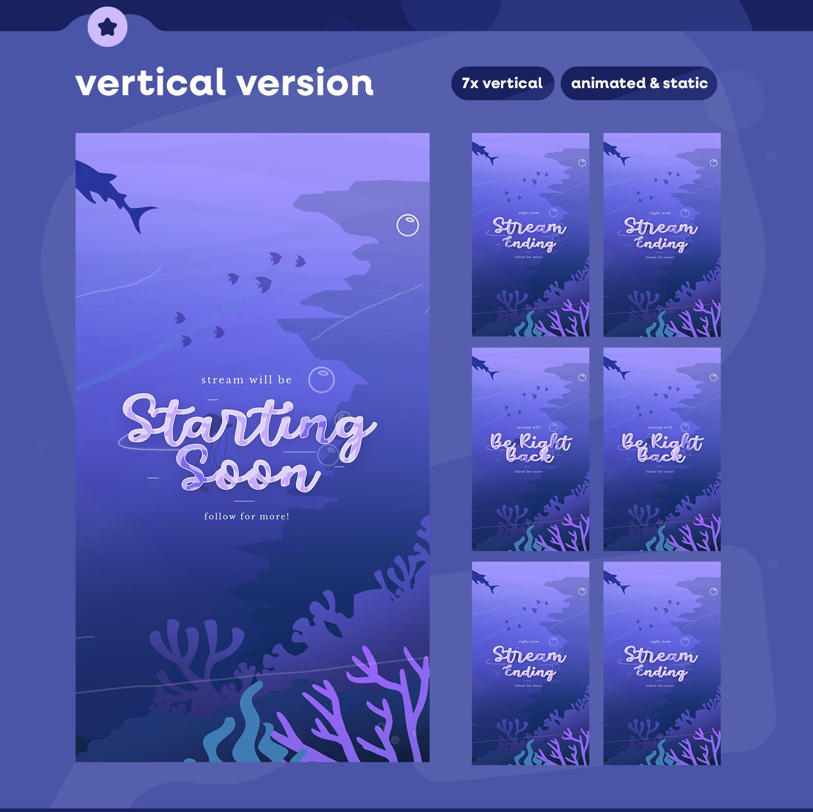 Underwater Purple Stream Screens | Ocean Twilight Animated Vtuber Pack ...