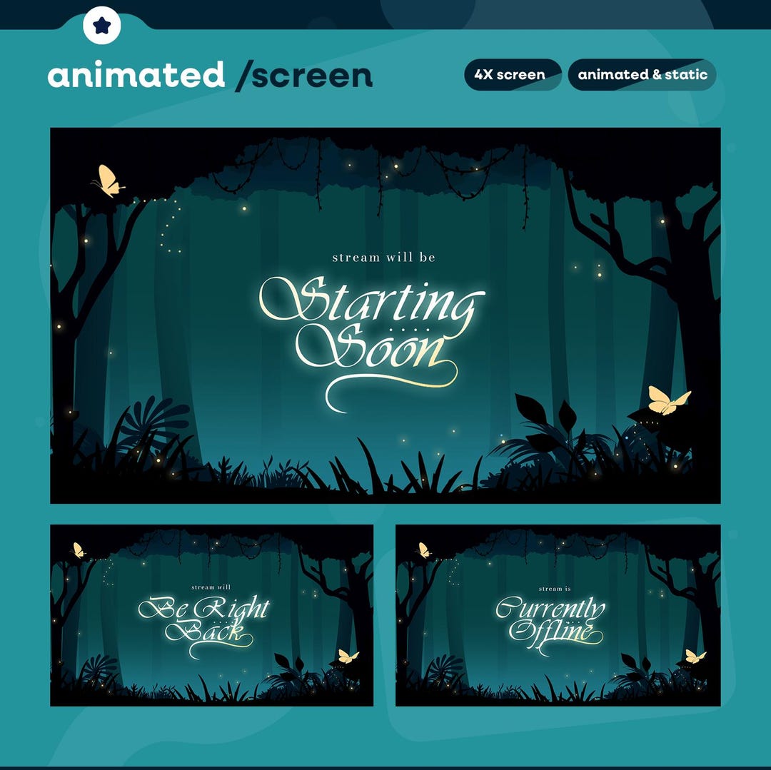 Dark Forest Stream Screens | Firefly Forest Nature Animated Pack ...