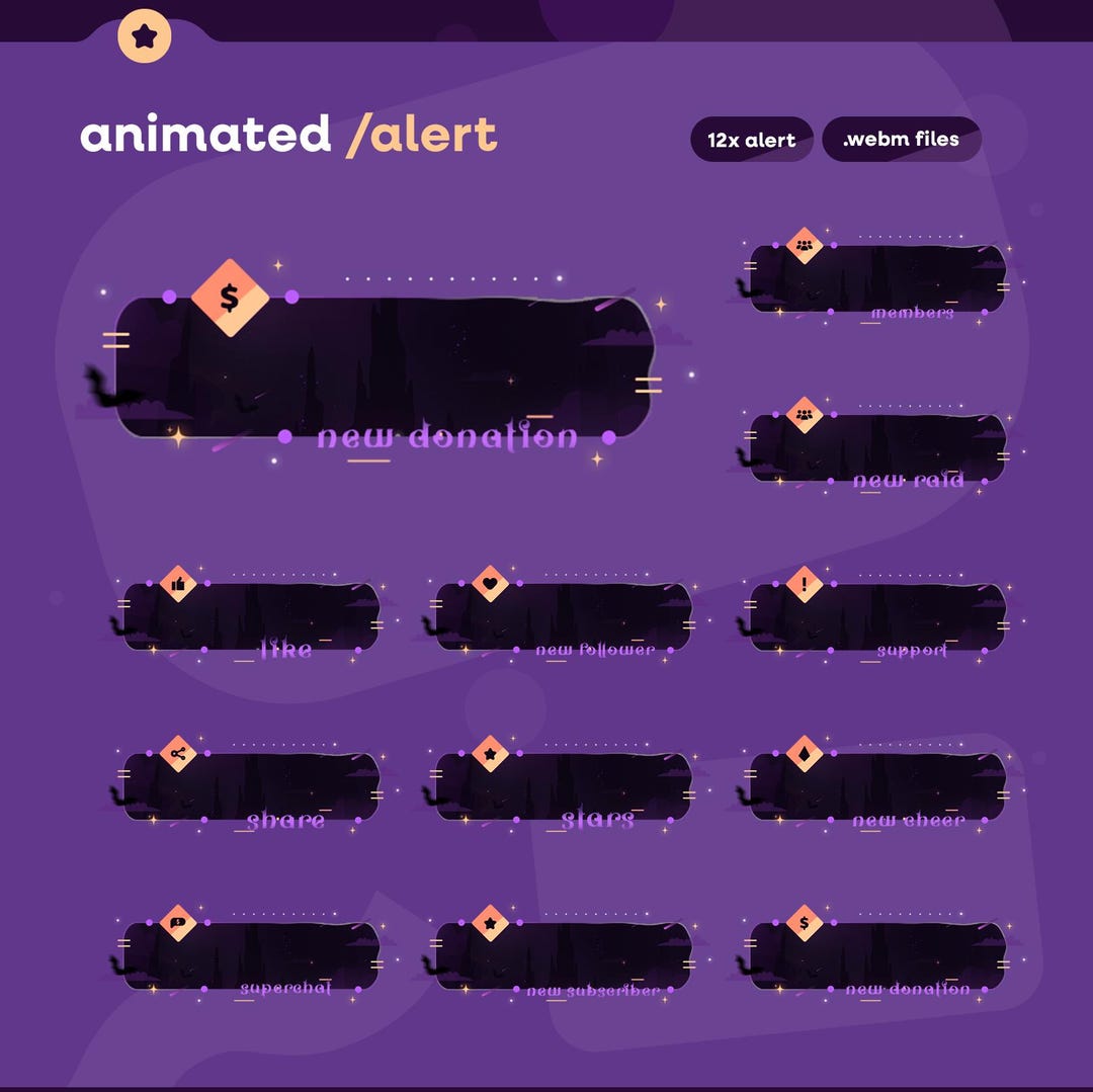 Midnight Spires Animated Stream Alert for Twitch | Gothic Purple ...