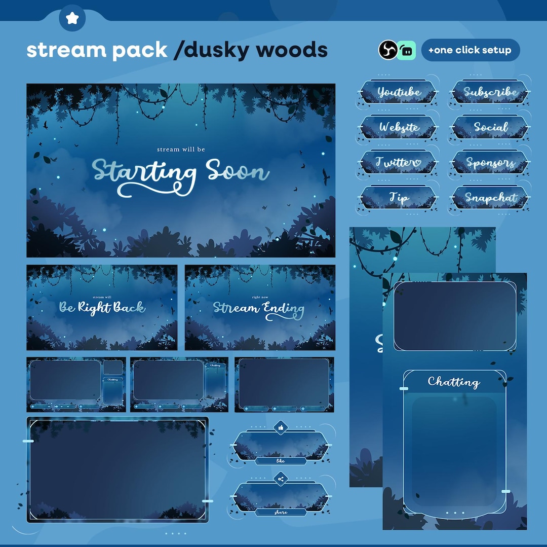 Dusky Woods Animated Stream Overlay Package for Twitch | Forest Overlay | Nature Stream Pack ...