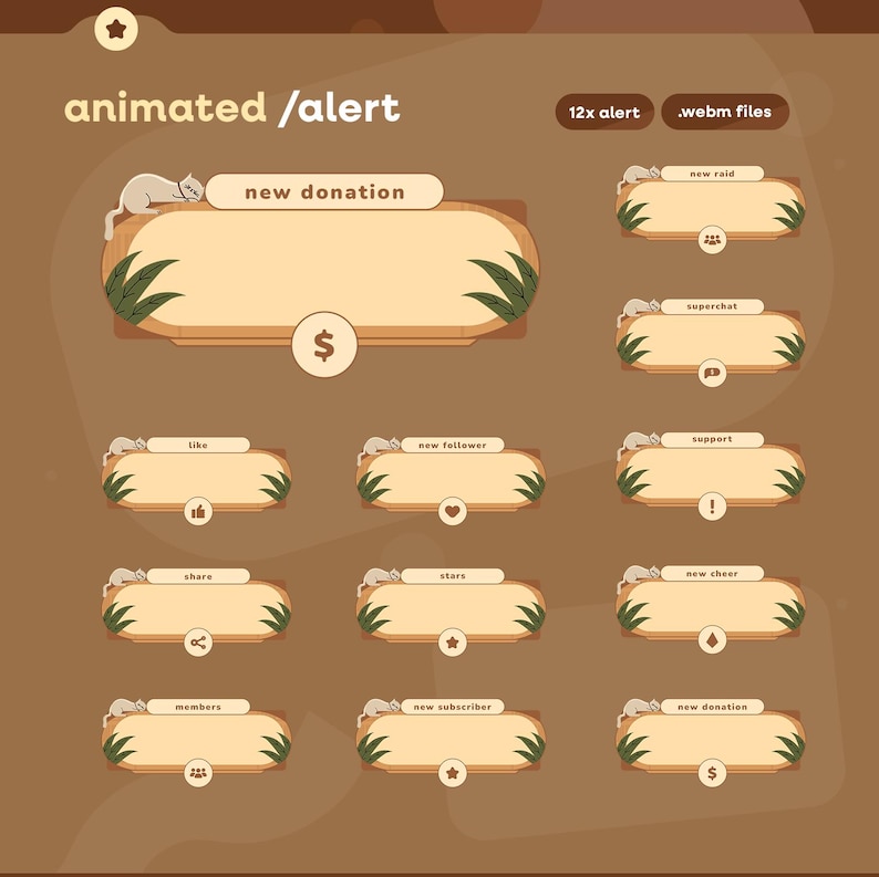 Cozy Cat Twitch Stream Overlay Pack | Warm Haven Animated Vtuber Assets ...