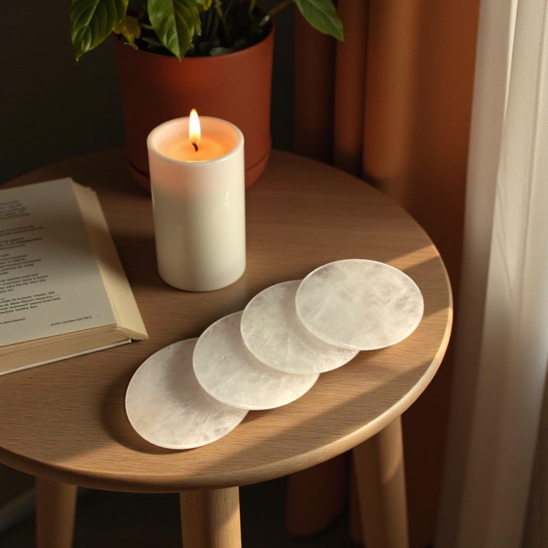 Handmade White Quartz Coaster Set: Elegant Stone Drink Coasters - Etsy ...