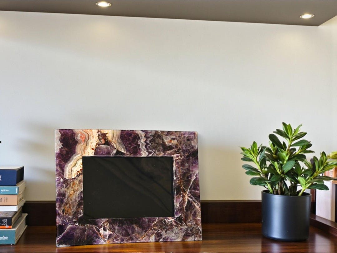 Handmade Amethyst Crystal Photo Frame: Natural Gemstone Decor - Etsy