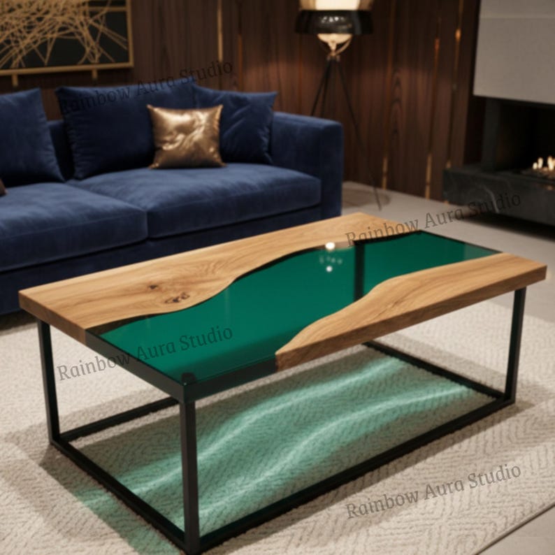 Modern Epoxy Resin Dining Table | Custom Handmade Natural Wood ...