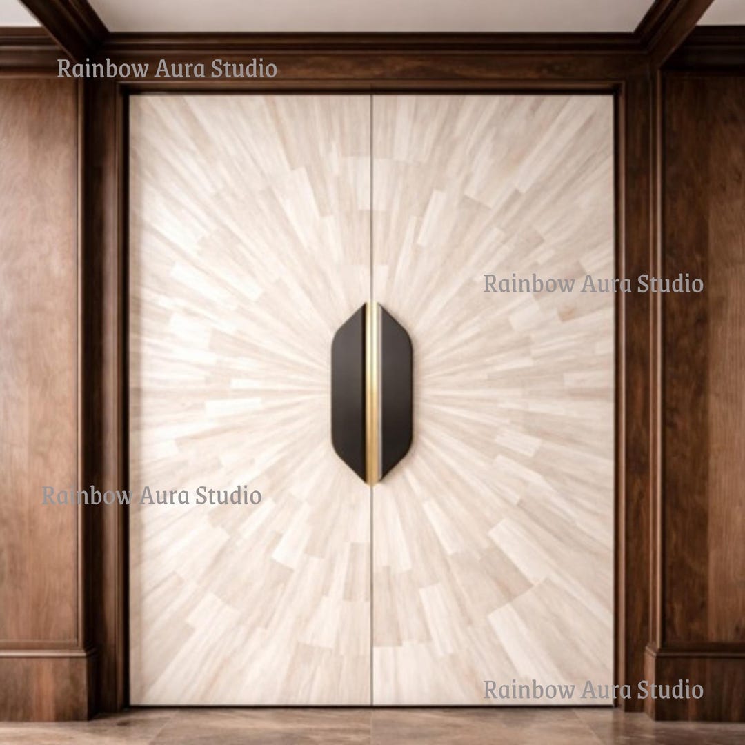 Custom Luxury Selenite Crystal Sunburst Double Door | Modern ...