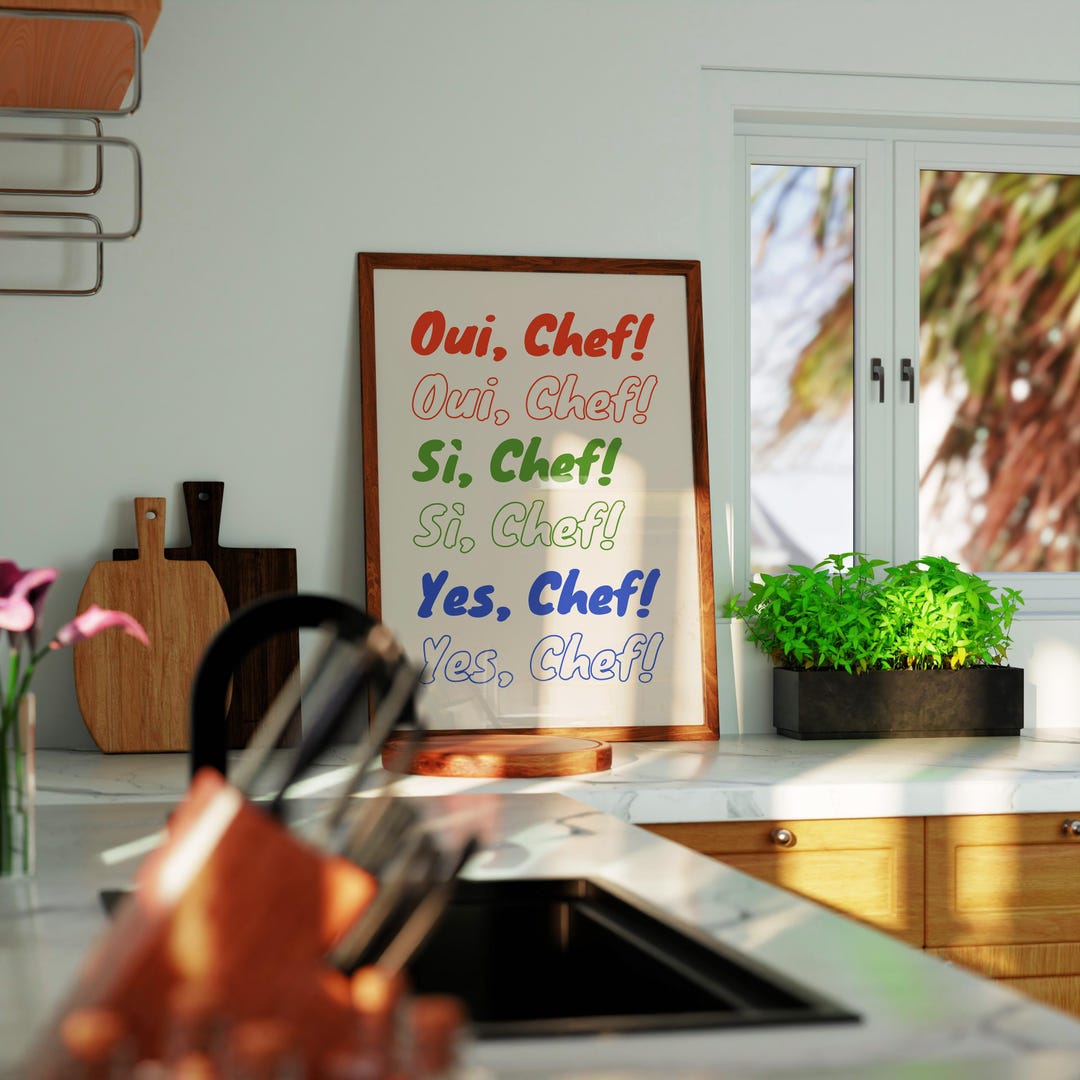 Multilingual "yes, Chef!" Kitchen Art Print (digital Download) - Etsy