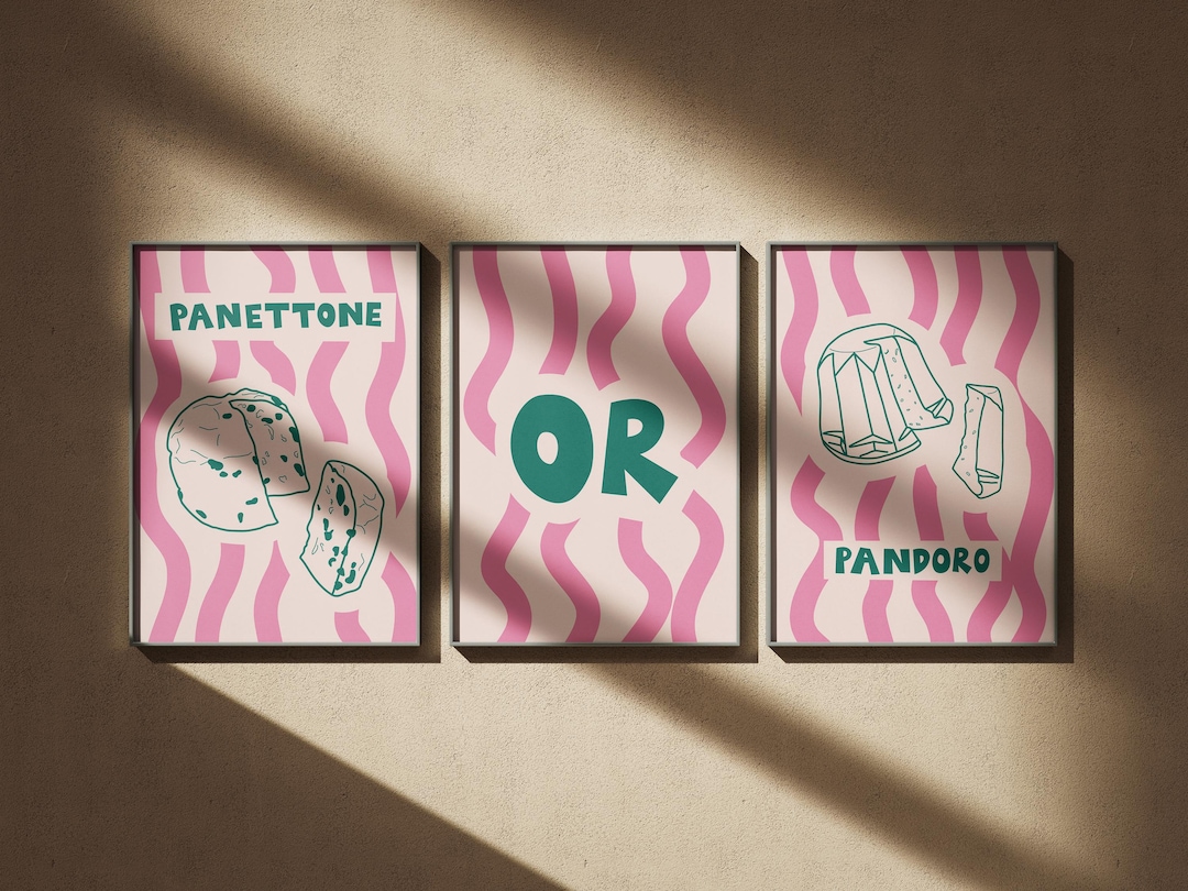 Panettone Vs Pandoro Print Set, Italian Christmas Art (digital Download ...