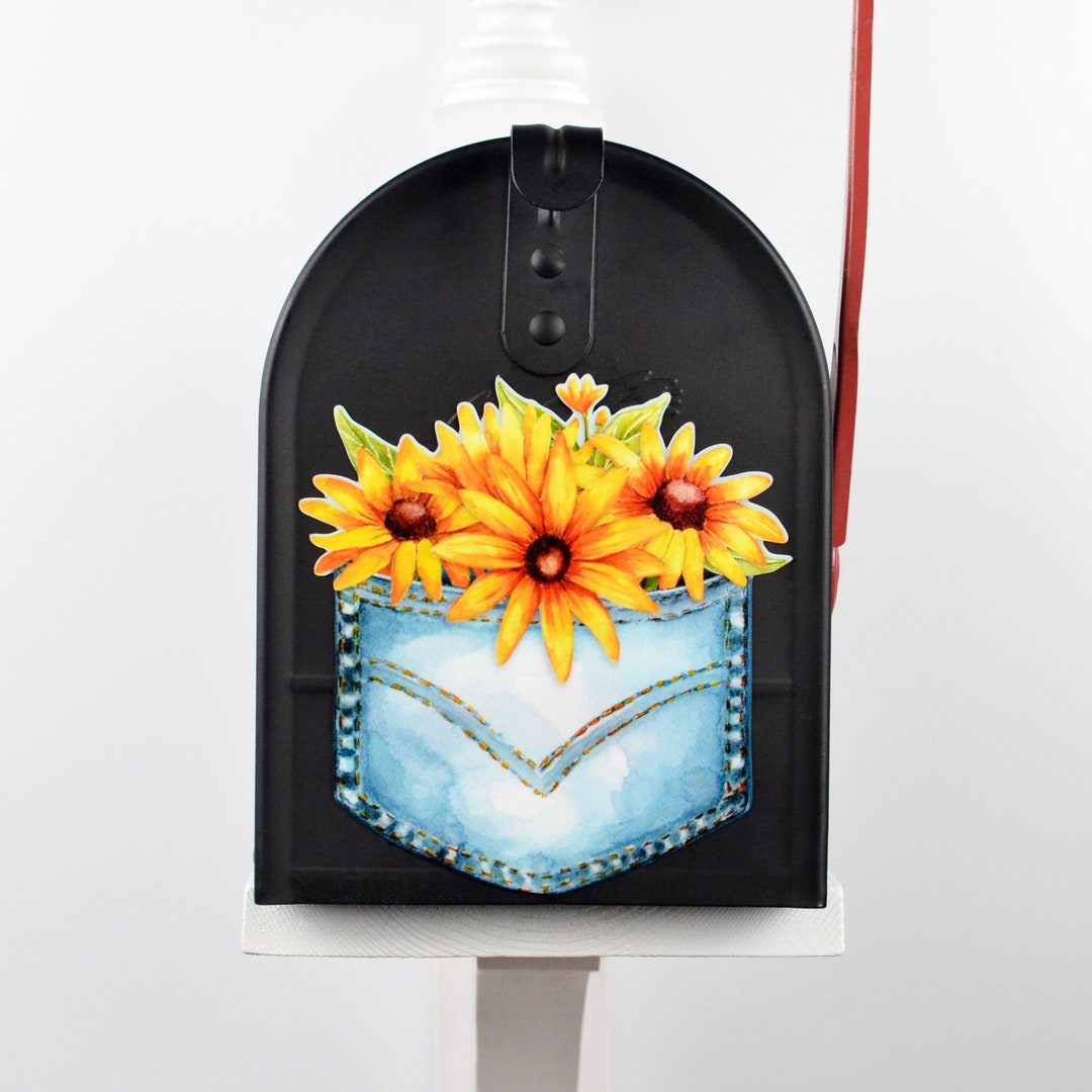 Mailbox Magnet Partial Cover Brown Black Eyed Susan Daisy Bouquet in a ...