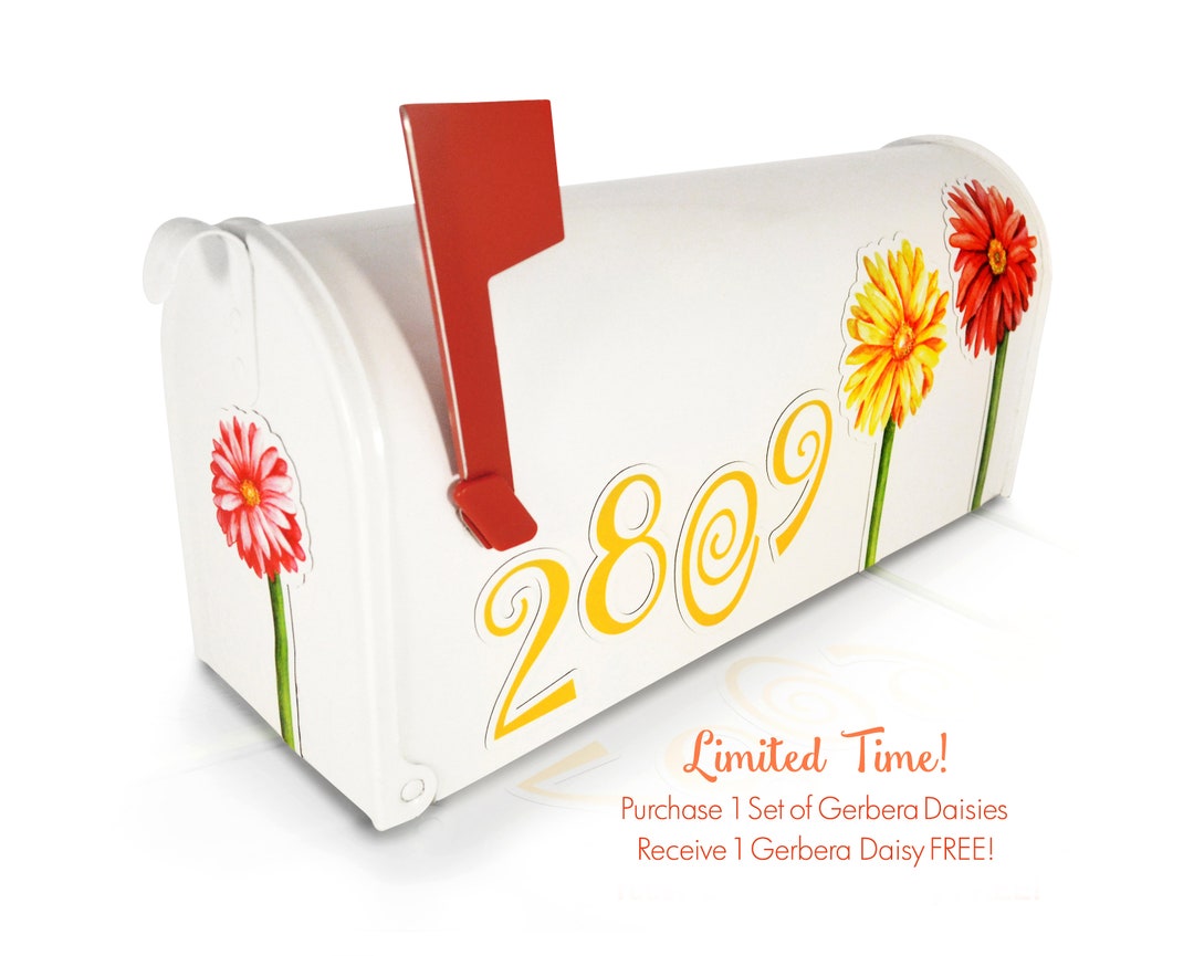 Mailbox Magnet Partial Cover, 3 Colorful Gerbera Daisies & Custom ...