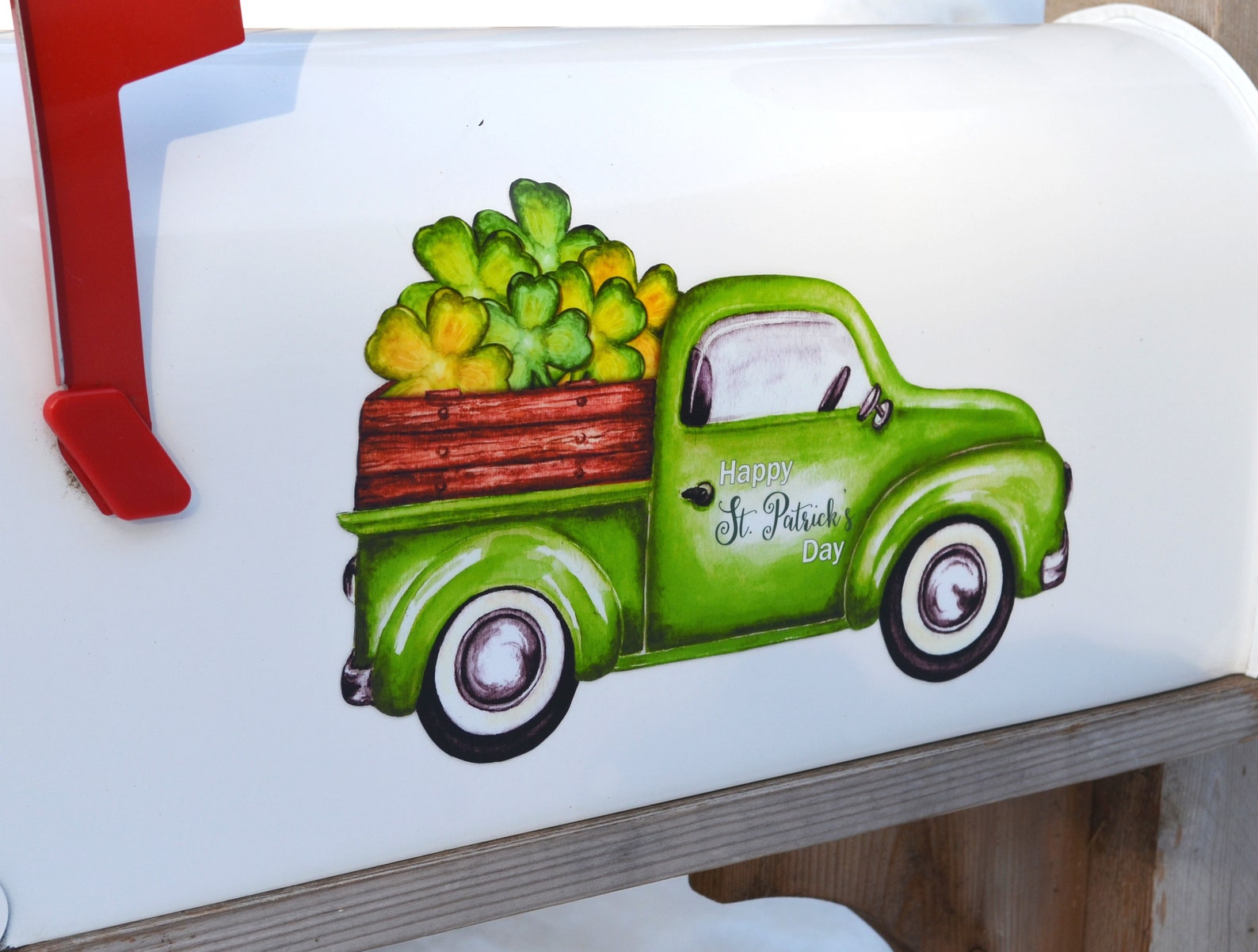 Mailbox Magnet Partial Cover Door Car Vintage Green Truck Ford Chevy St ...