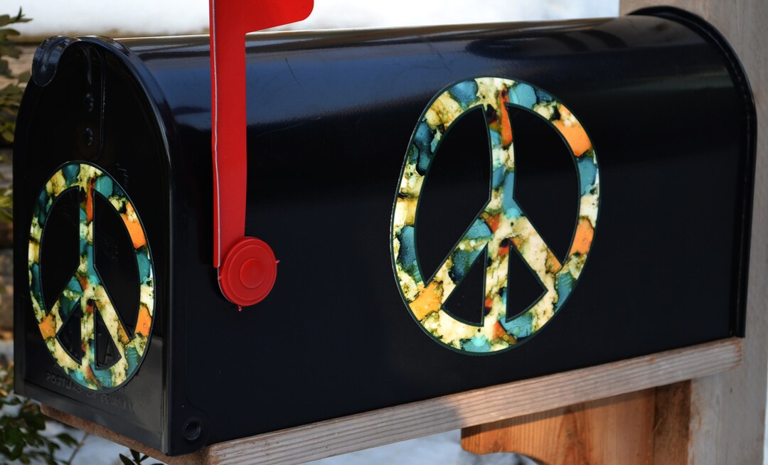 Mailbox Magnet Partial Cover, Marble Peace Sign, Small Option for Door ...