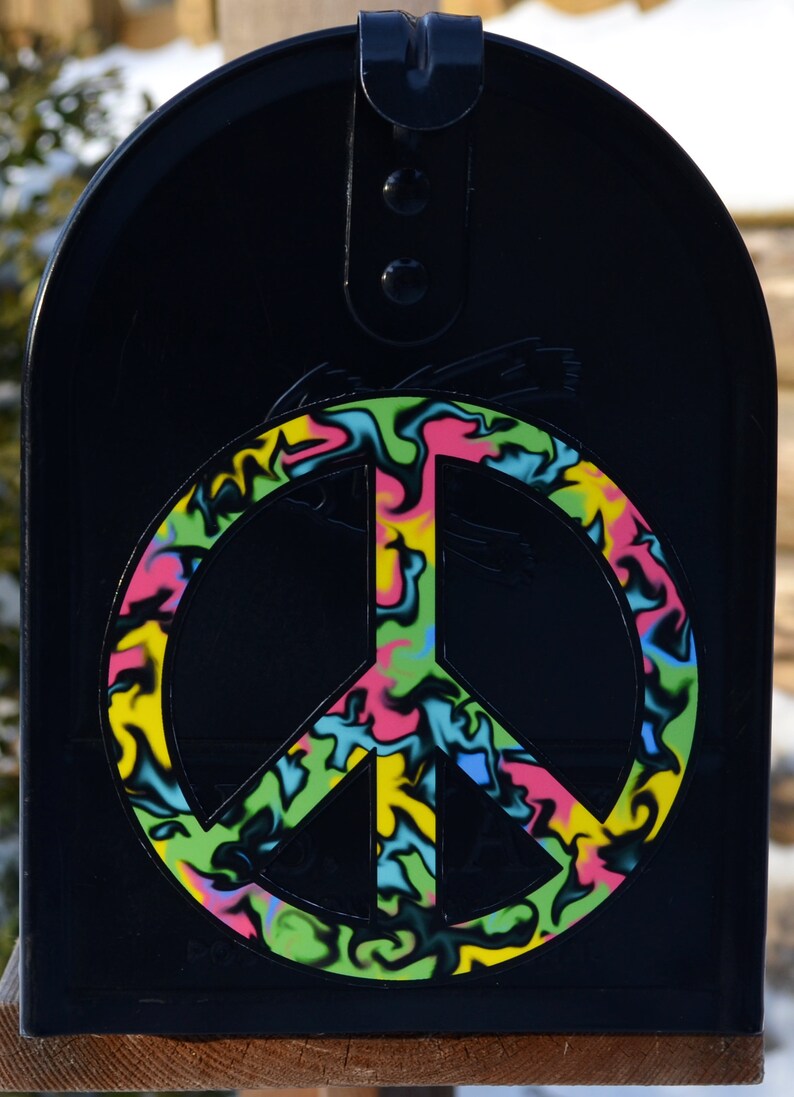 Mailbox Magnet Partial Cover, Peace Sign Multi Colored, Car Magnet ...