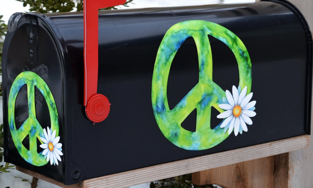 Mailbox Magnet Partial Cover, Tie Dye Daisy Peace Sign, Car Magnet ...