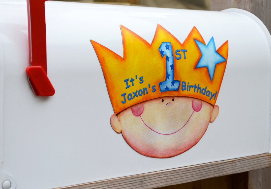 Mailbox Magnet Partial Cover, Personalized First Birthday for Boy, Easy ...