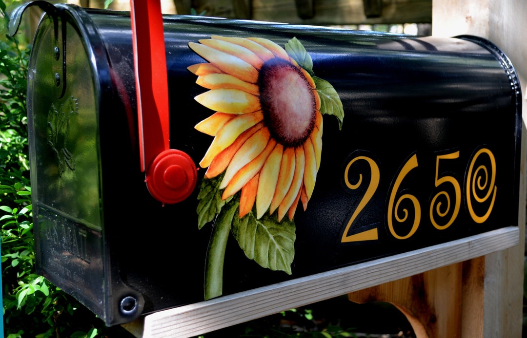 Mailbox Magnet Partial Cover Sunflower Personalized Address for Black ...