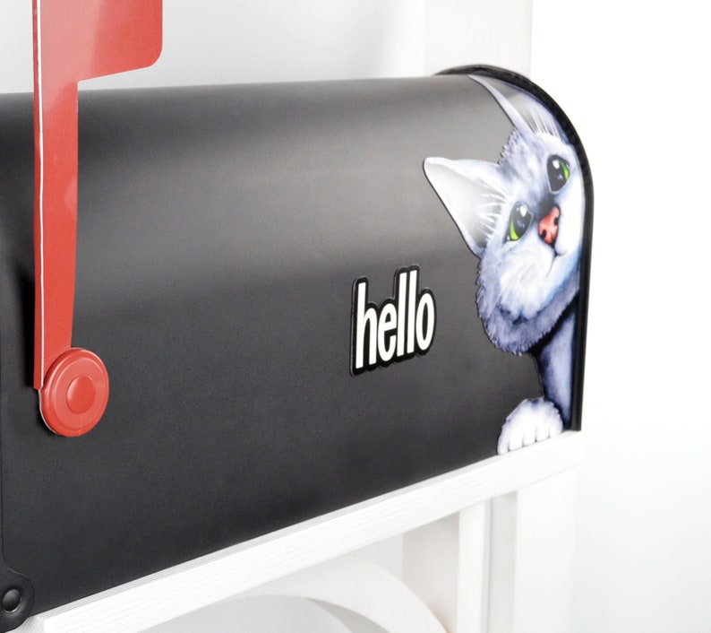 Mailbox Magnet Partial Cover, Black Cat Peeking, Hello or Meow Magnetic ...