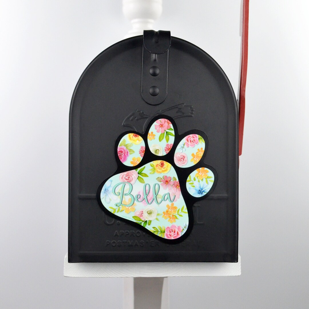 Mailbox Magnet Partial Cover Dog Paw Floral Print for Door of Mail Box ...