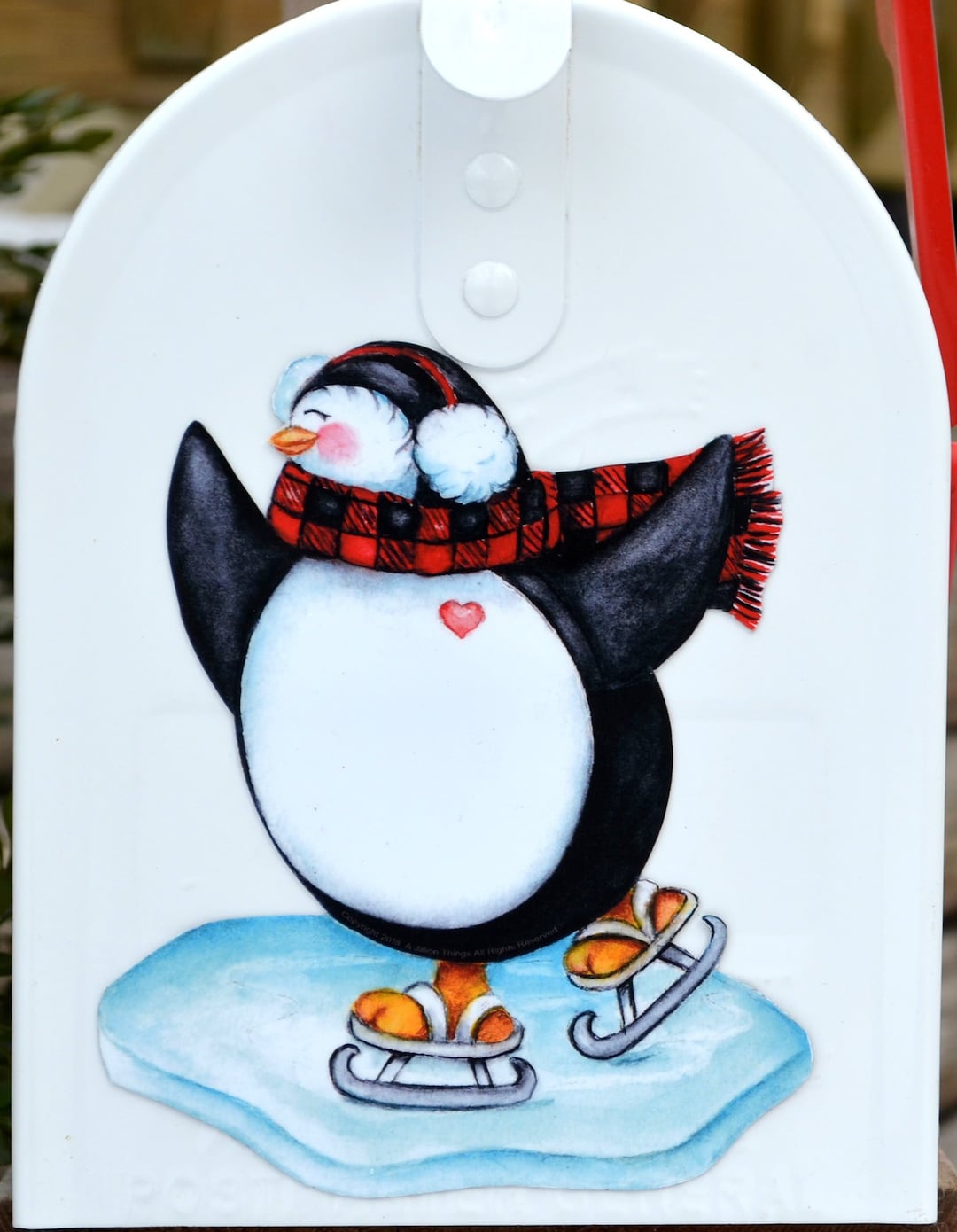 Mailbox Magnet Partial Cover, Ice Skating Penguin, Winter Outdoor Decor ...