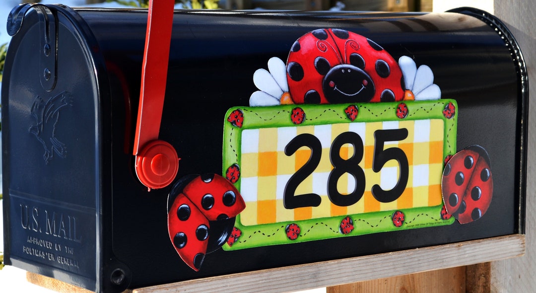 Mailbox Magnet Partial Cover, Custom Ladybug Address Sign, Includes Set ...